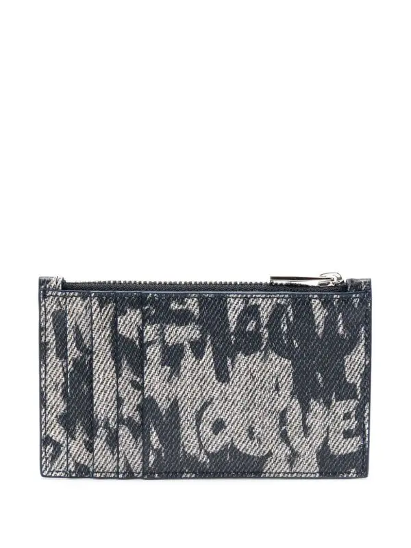 Alexander McQueen Graffiti Logo-print Leather Card Holder