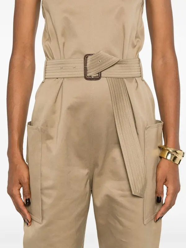 Saint Laurent Strapless Belted Cotton Jumpsuit