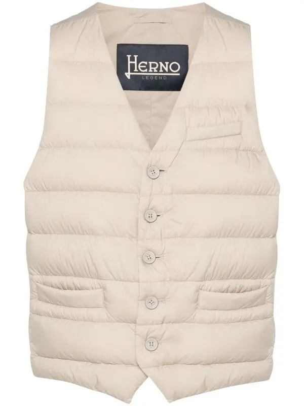 Herno V-neck Down Gilet - Brown