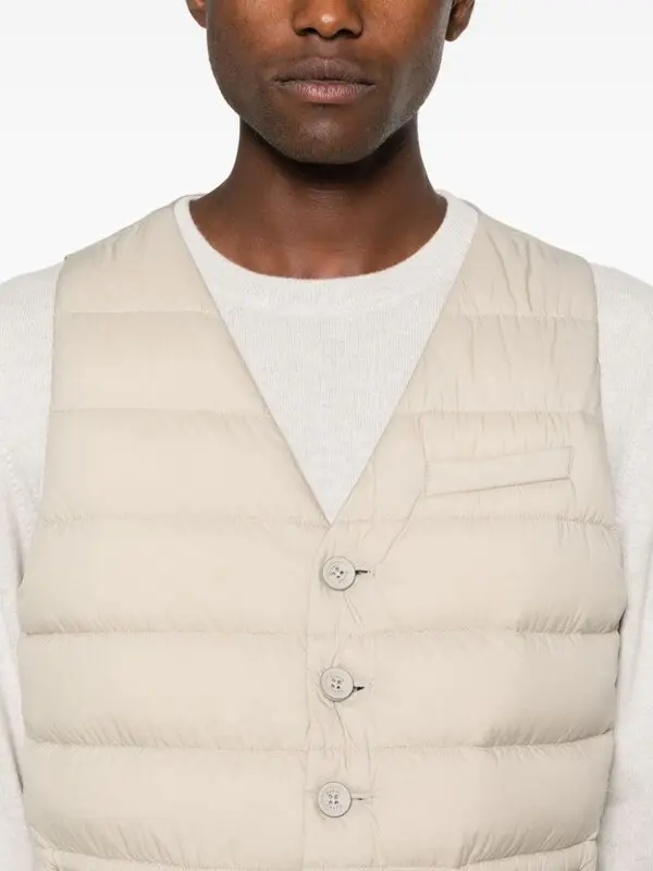 Herno V-neck Down Gilet - Brown