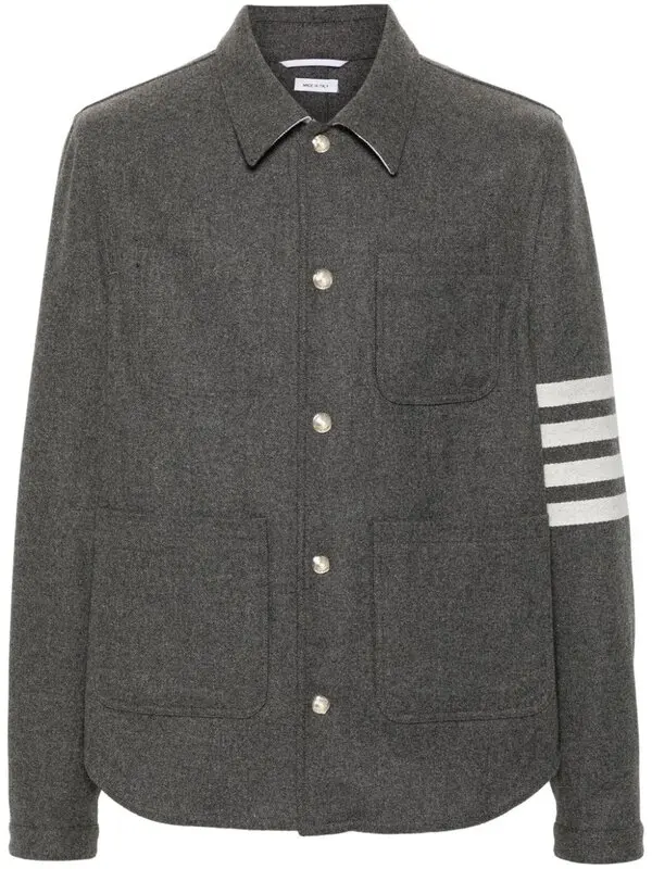 Thom Browne 4-bar Felted Shirt Jacket - Grey