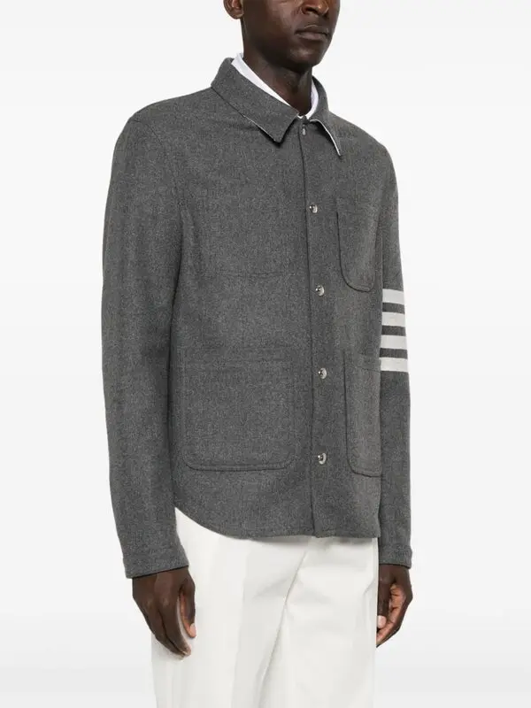 Thom Browne 4-bar Felted Shirt Jacket - Grey