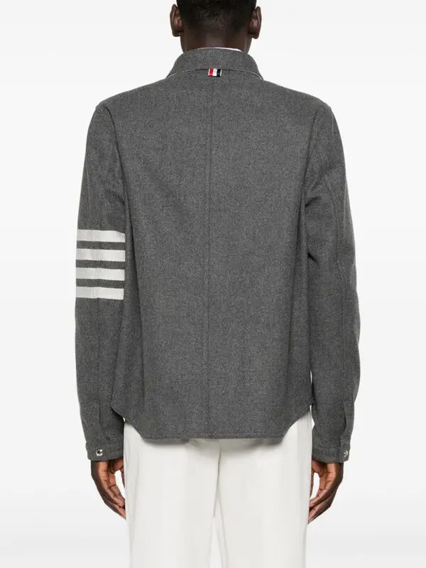 Thom Browne 4-bar Felted Shirt Jacket - Grey