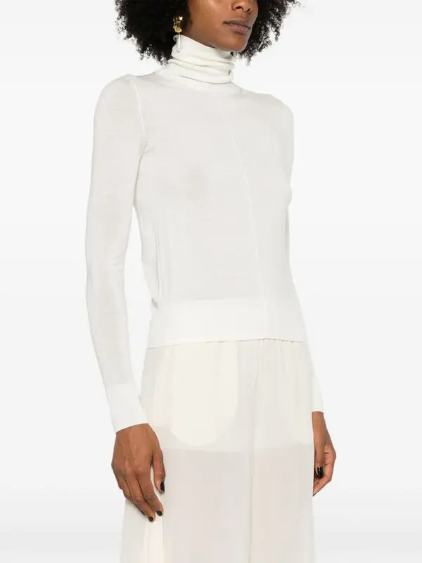 Chloé Logo-embroidered Roll-neck Jumper - White