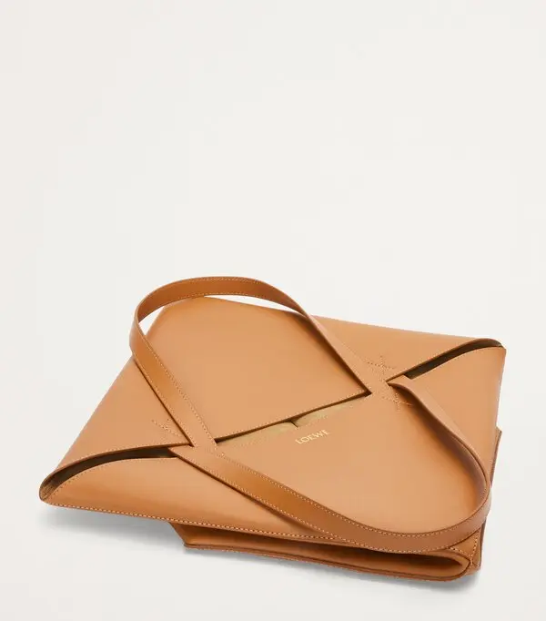 Loewe Leather Puzzle Fold Tote Bag - Beige