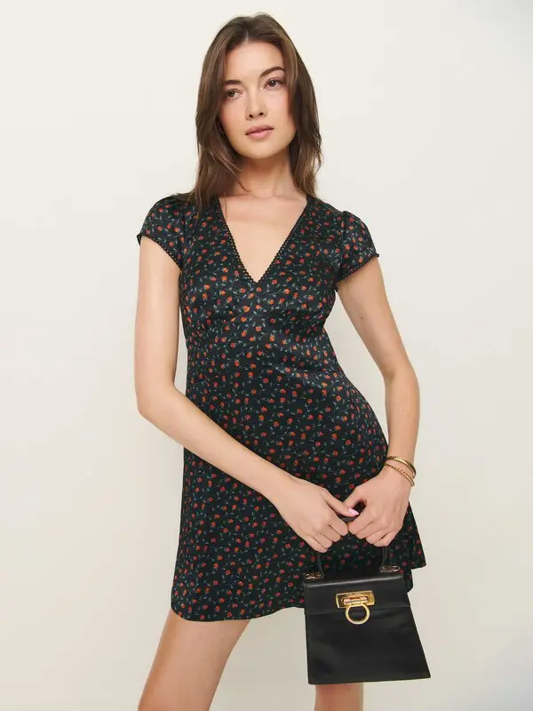 REFORMATION Amellia Mini Silk Dress