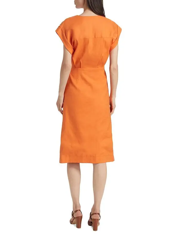 Veronica Beard Octavia Linen-blend Wrap Midi-dress