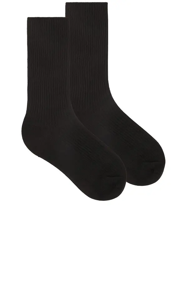 Eterne Classic Ribbed Knit Socks - Black