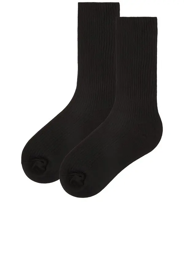 Eterne Classic Ribbed Knit Socks - Black
