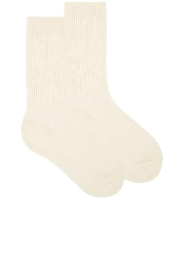 Eterne Classic Ribbed Knit Socks - Cream