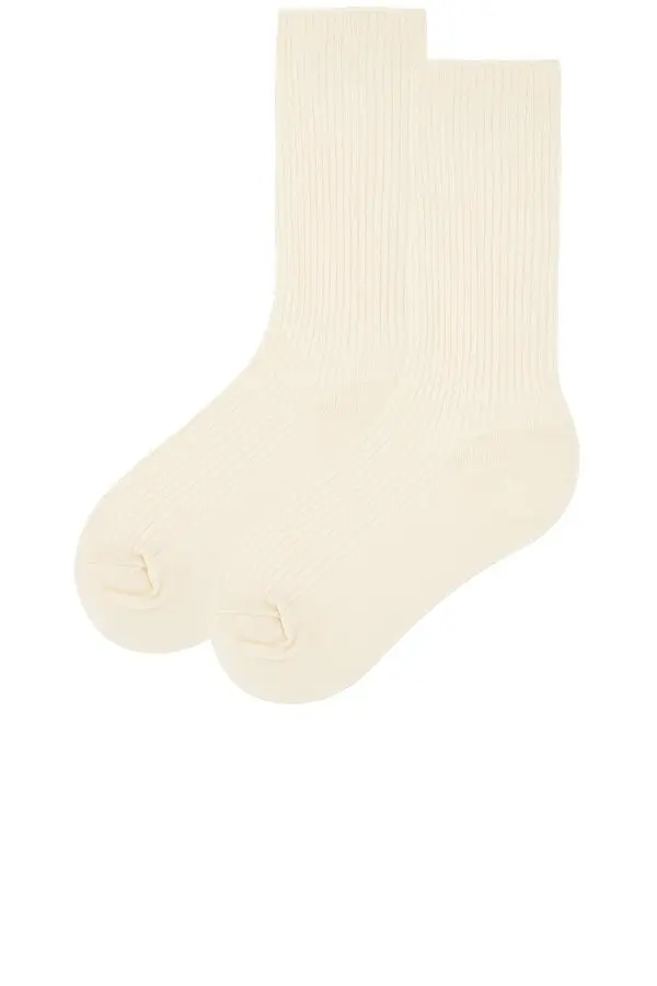 Eterne Classic Ribbed Knit Socks - Cream