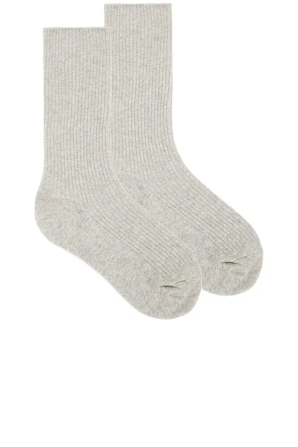 Eterne Classic Ribbed Knit Socks - Heather Grey