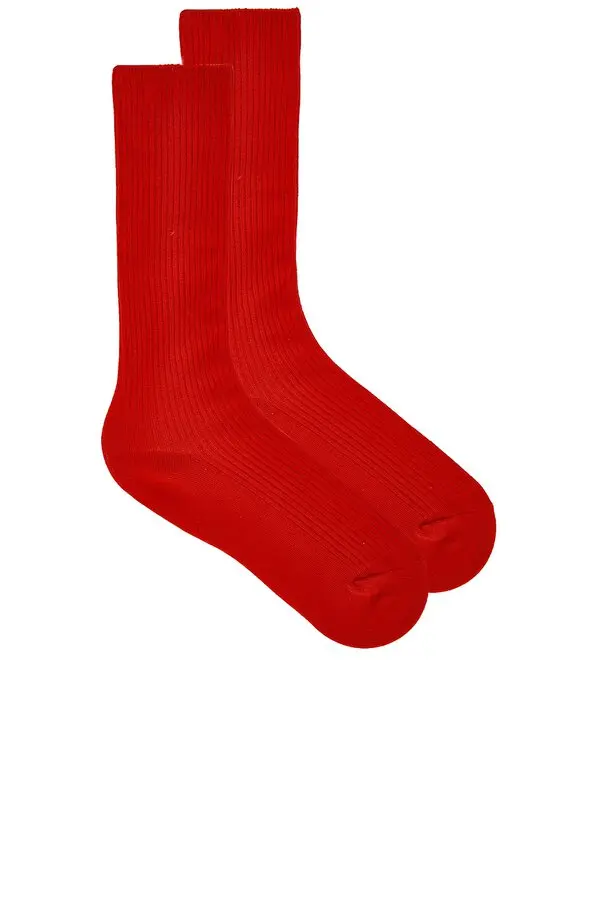 Eterne Classic Ribbed Knit Socks - Rouge