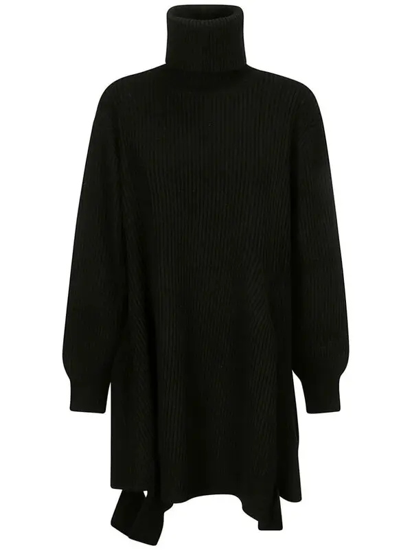 Yohji Yamamoto High-Neck Knitted Dress In Black - 30% Off