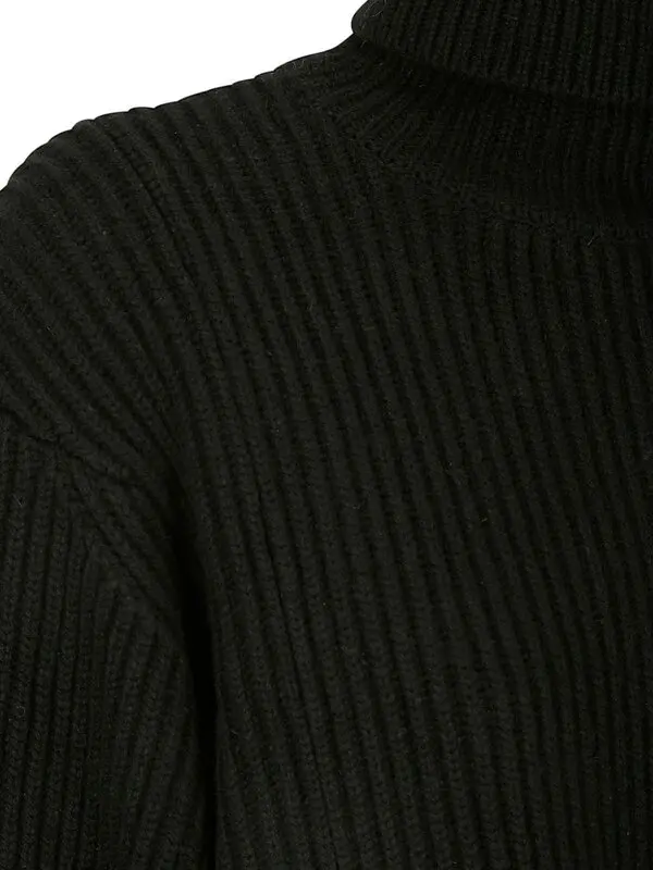 Yohji Yamamoto High-Neck Knitted Dress In Black - 30% Off