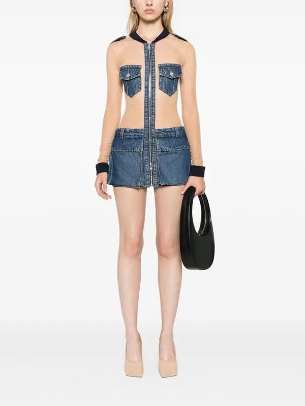 Coperni Tulle-paneled Denim Minidress - Blue
