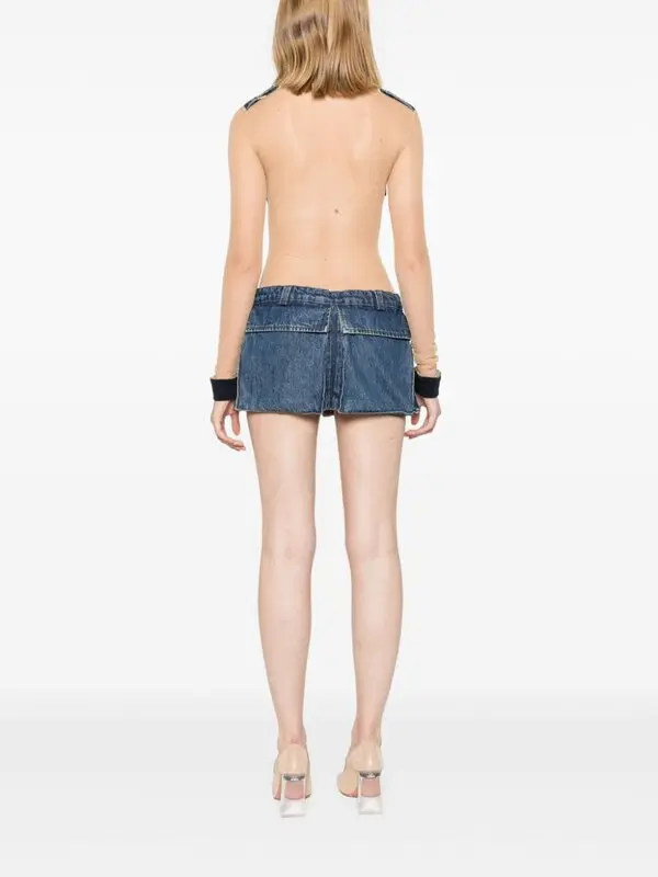 Coperni Tulle-paneled Denim Minidress - Blue