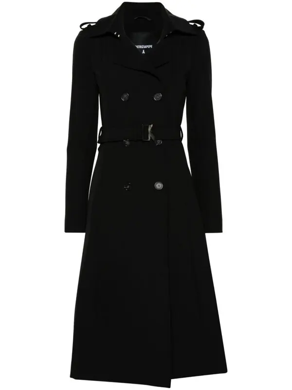 Patrizia Pepe Double-breasted Trench Coat - Black