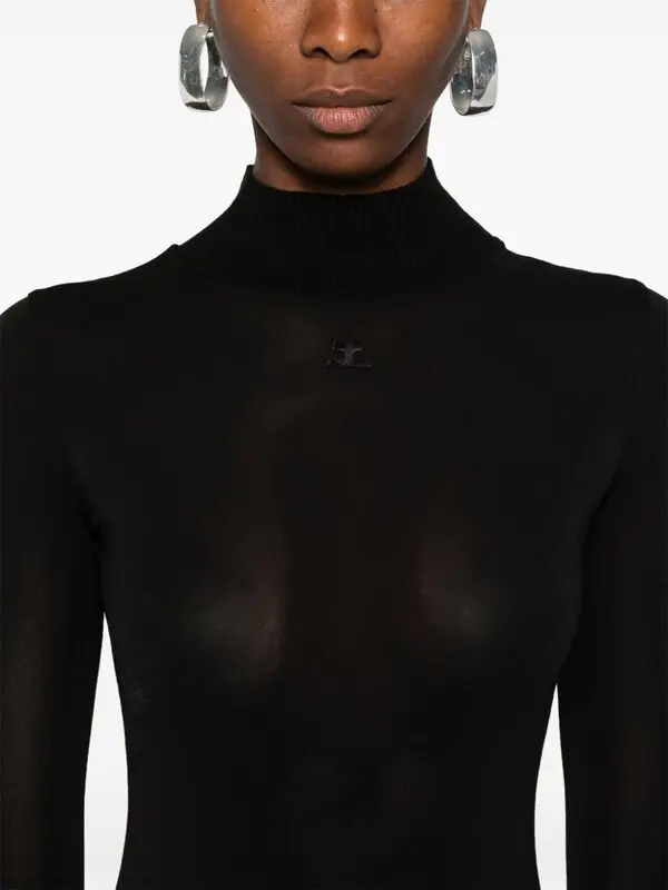 COURREGES Logo-patch Roll-neck Top - Black