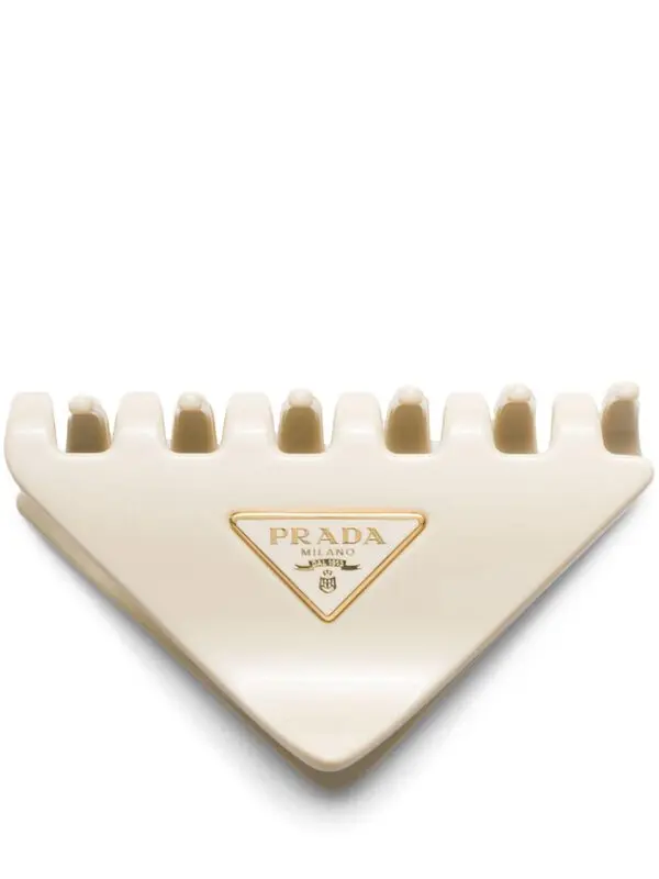 Prada Logo Appliqué Claw Clip - Neutrals