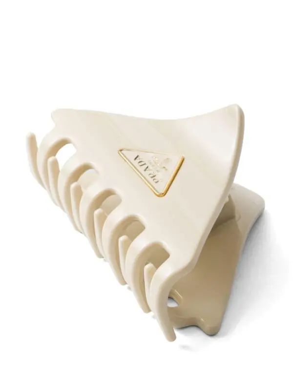 Prada Logo Appliqué Claw Clip - Neutrals