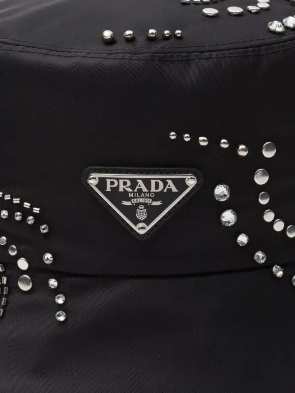 Prada Re-Nylon Crystal-Embellished Bucket Hat - Black  display picture 2