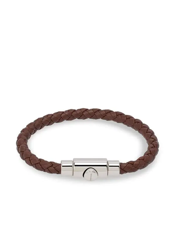 FERRAGAMO Braided Leather Bracelet - Brown