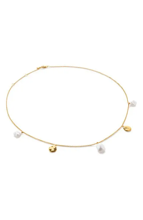 Monica Vinader Capri Charm Necklace - 18ct Gold Vermeil/pearl