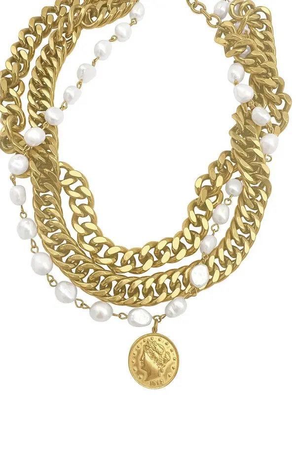 ST. MORAN Aragon Freshwater Pearl Layered Necklace