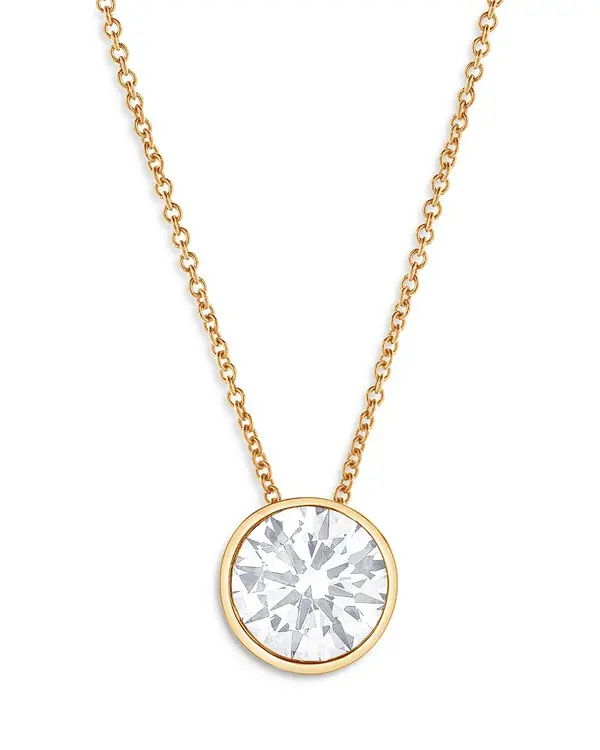 Bloomingdale'S 18k Yellow 1.5 Tcw Lab Grown Diamond Bezel Pendant Necklace - Gold