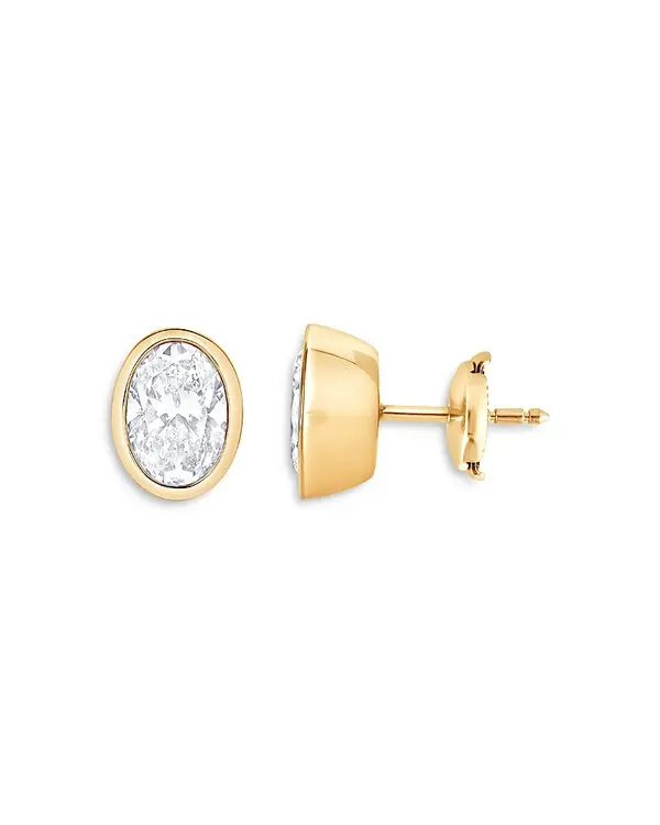 Bloomingdale'S Certified Lab Grown Diamond Oval Bezel Stud Earrings In 18k 3.0 Tcw - Yellow Gold