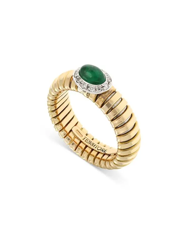 ALBERTO MILANI 18k Yellow Gold Via Giardino Tubogas Ring - Green/gold