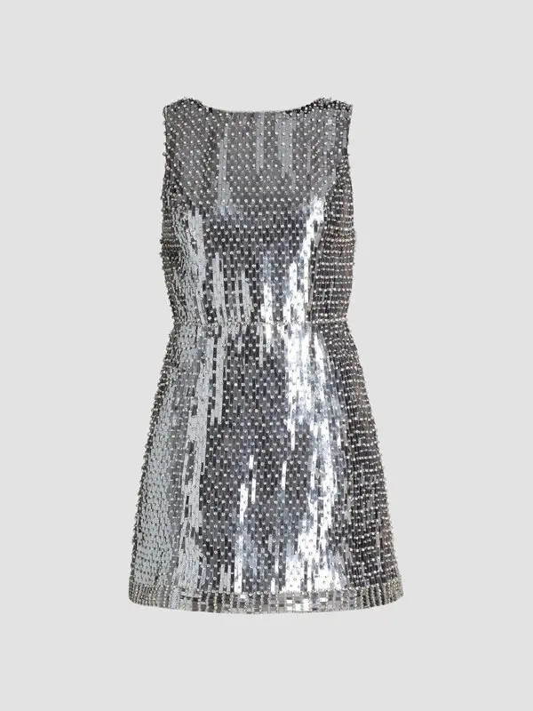 Alice + Olivia Lindsey Embellished Metallic Minidress - Black Silver