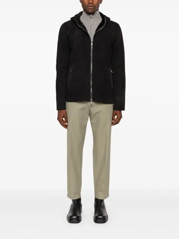 GIORGIO BRATO Hooded Leather Jacket - Black