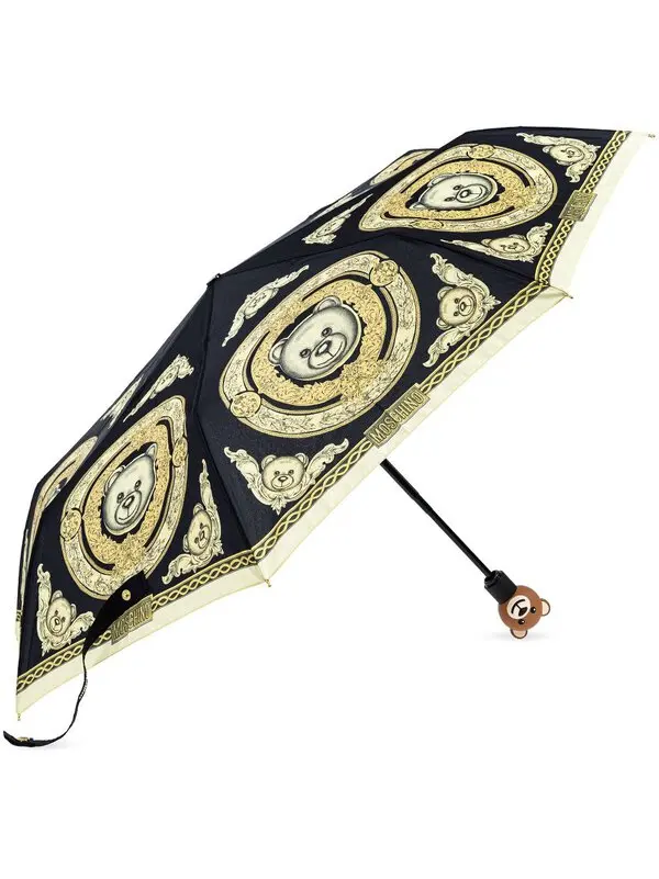 Moschino All-over Baroque Teddy Bear Print Compact Umbrella