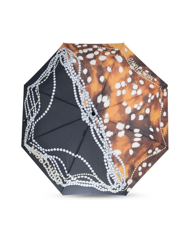 Moschino Strung-pearls Logo-print Compact Umbrella