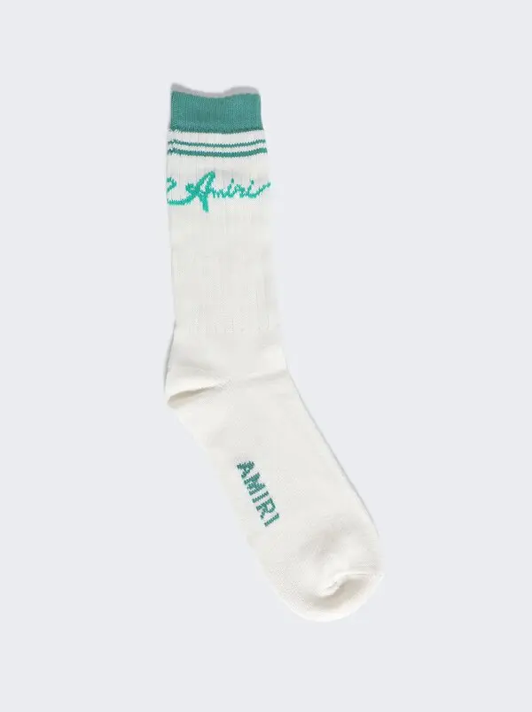 Amiri Wave Crew Socks - Sea Blue