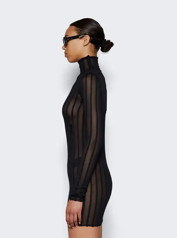 Attico Semi-sheer Knitted Ribbed Mini Dress