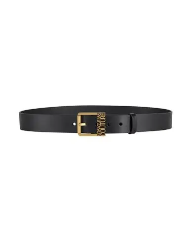 Versace Leather Belt With Logo Buckle - Black