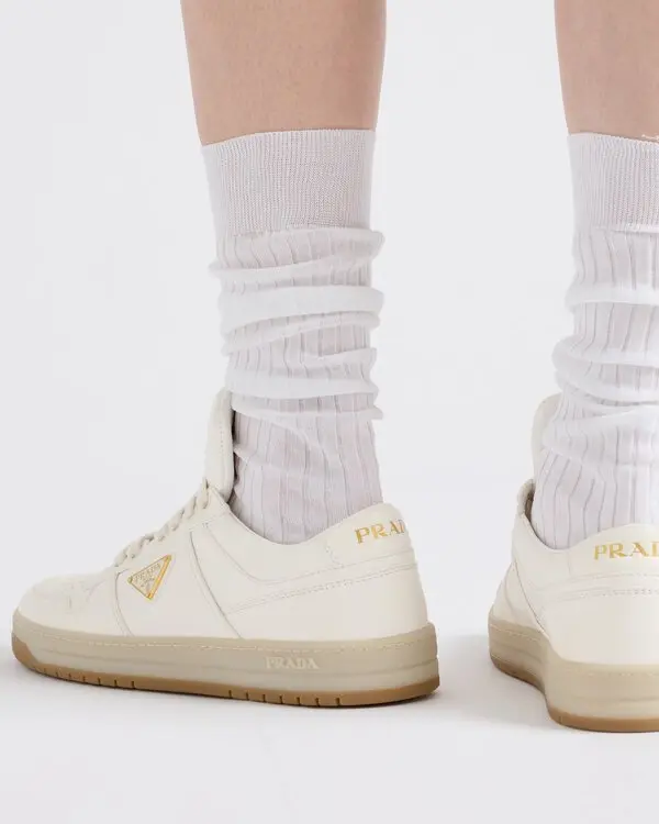 Prada Downtown Nappa Leather Sneakers - Neutral
