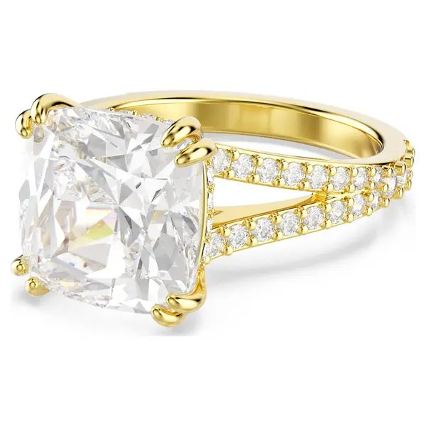 SWAROVSKI Stilla Cocktail Ring With Square-cut Zirconia And Gold Finish - White