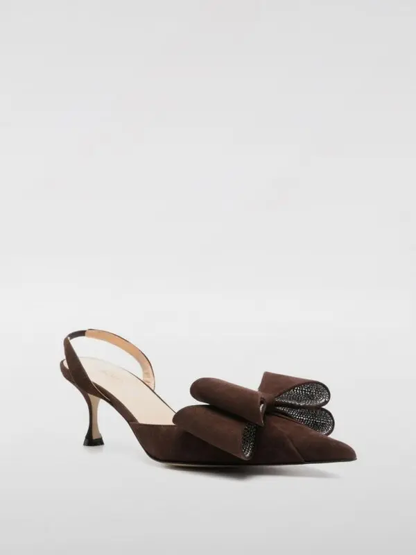 MACH&MACH Embellished Bow Slingback High Heels - Brown