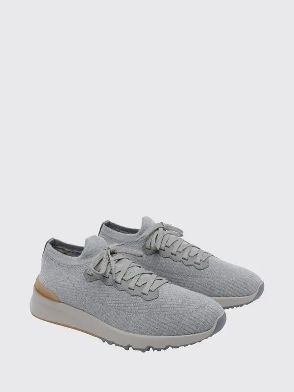 Brunello Cucinelli Cotton Knit Low-top Trainers - Grey 1