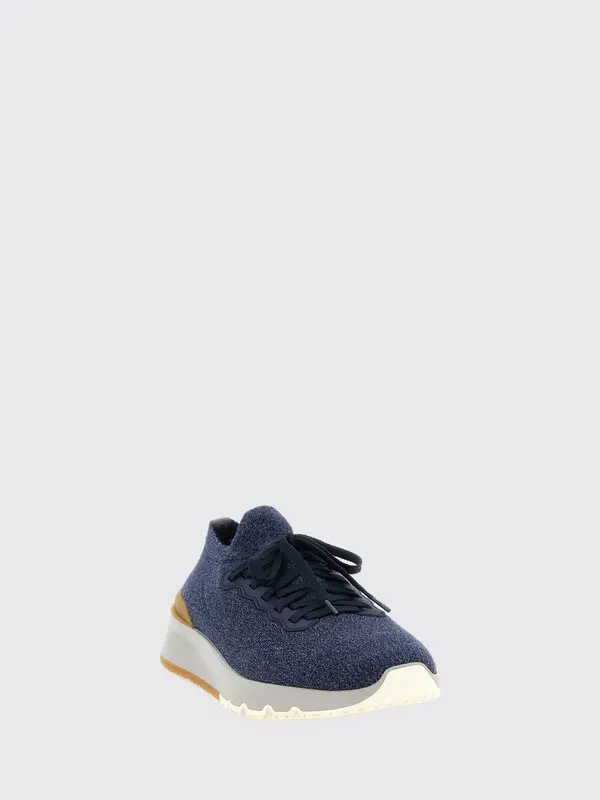 Brunello Cucinelli Cotton Knit Low-top Trainers - Navy