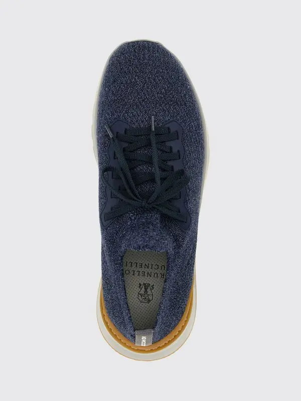 Brunello Cucinelli Cotton Knit Low-top Trainers - Navy