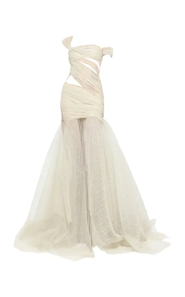 Atelier Prabal Gurung Isabelle Pleated Tulle Gown Us 2