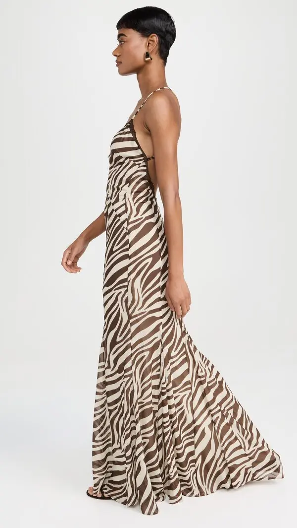 Runaway The Label Aminah Maxi Dress In Zebra Chocolate - 50% Off |  Editorialist
