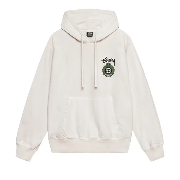 StÜssy Crown Wreath Pigment Dyed Hoodie - Cream