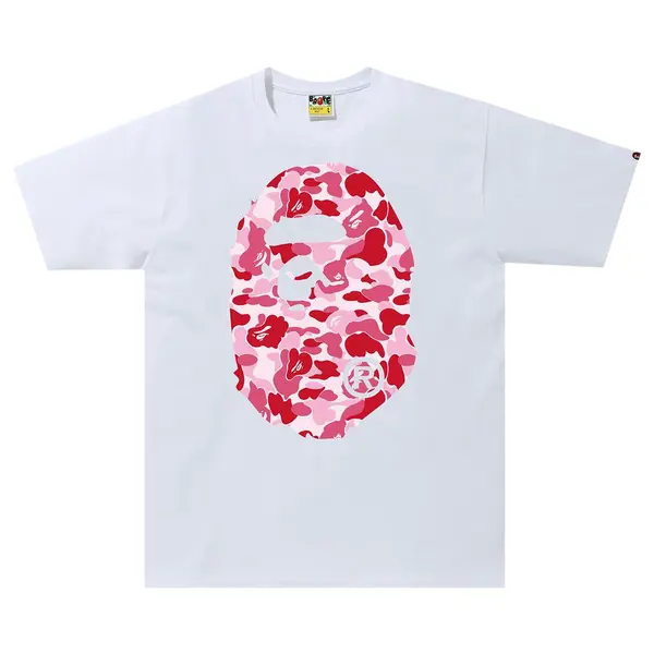 A BATHING APE Abc Camo Big Ape Head Tee /pink - White