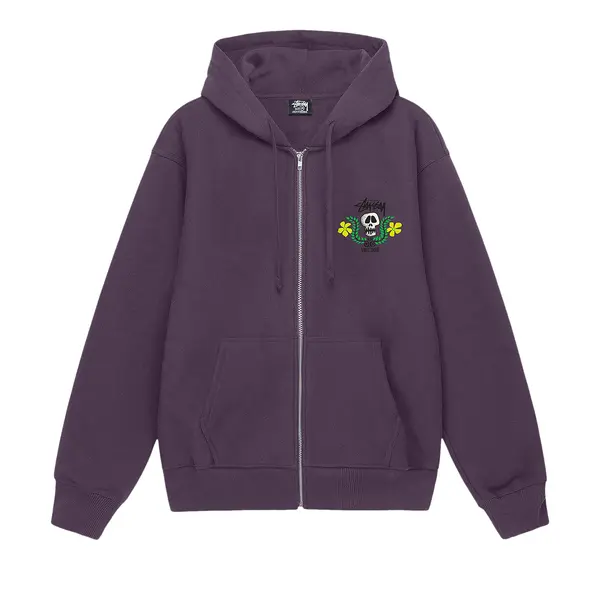 StÜssy Skull Crest Zip Up Hoodie - Purple